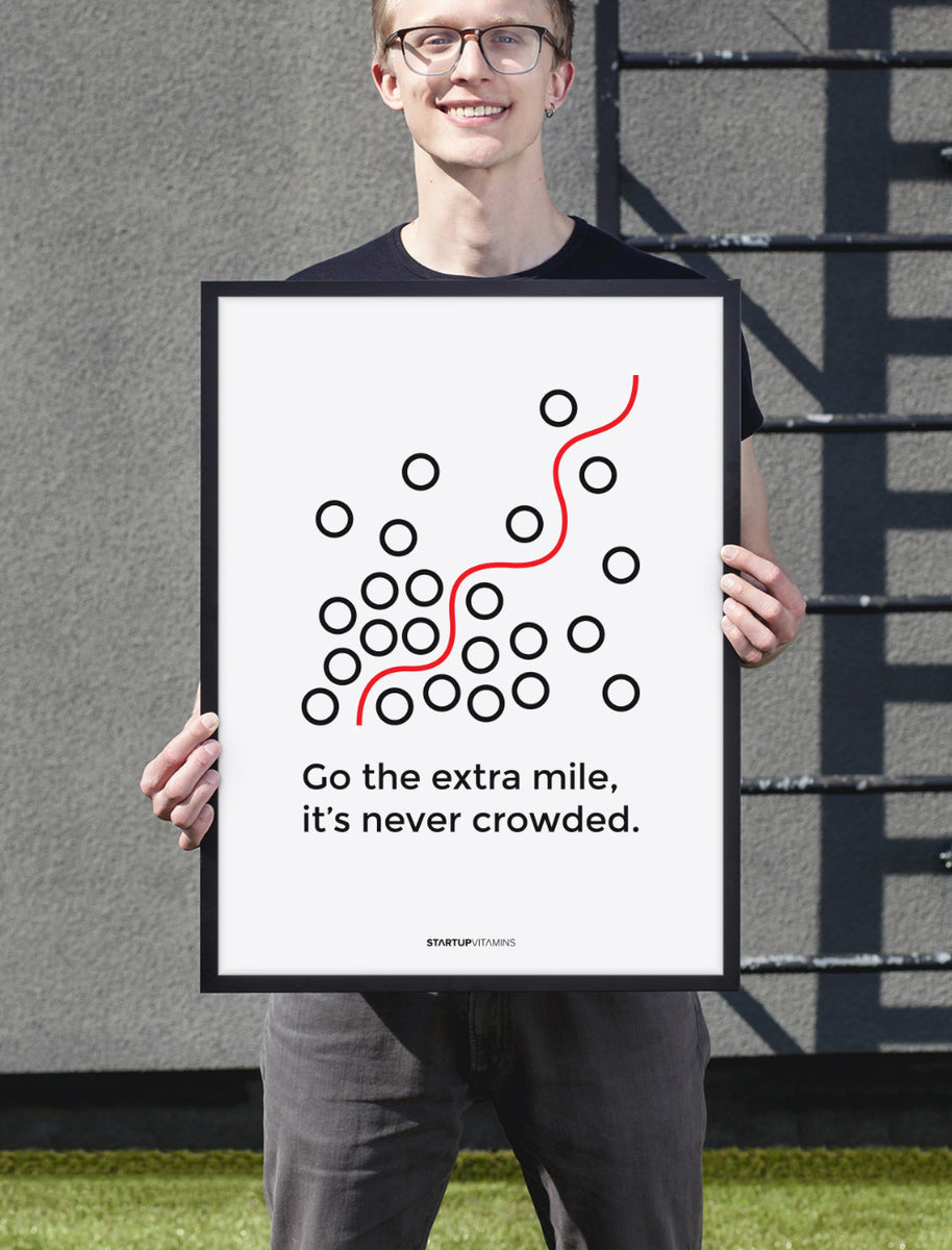 Motivational Poster "Go the extra mile..." -Startup Vitamins