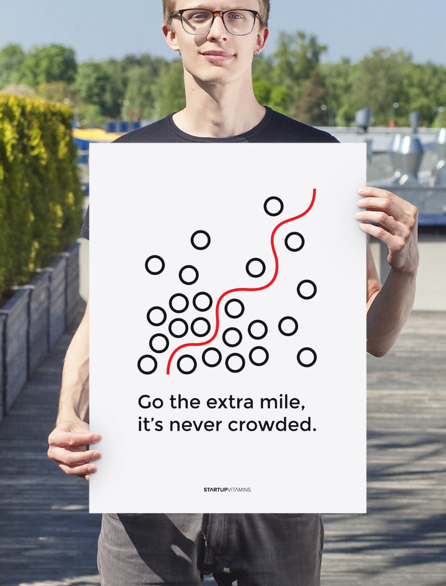Motivational Poster "Go the extra mile..." -Startup Vitamins